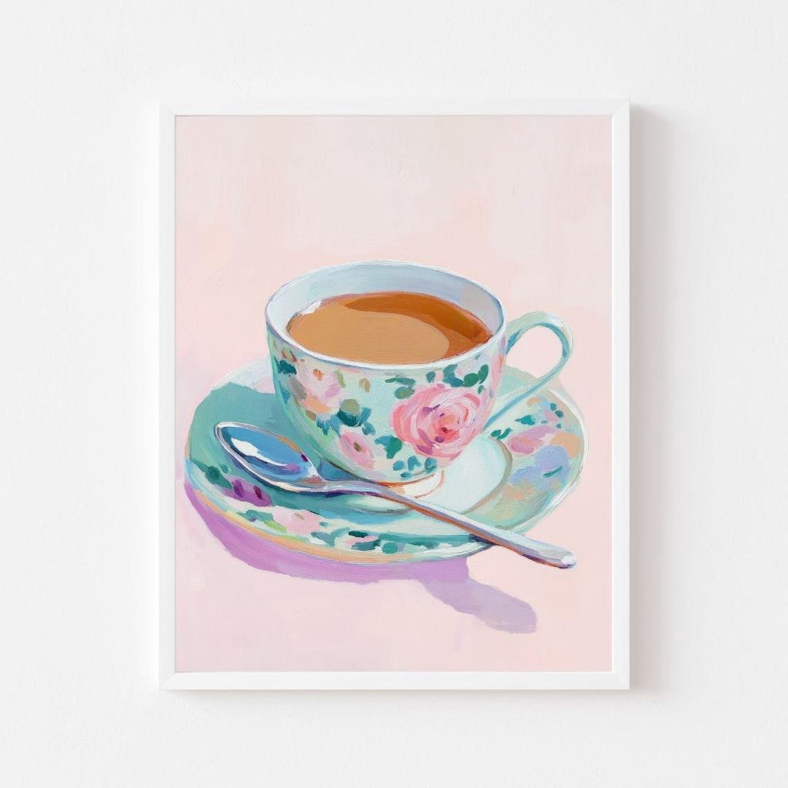 Kna Prints - 1 Pc Poster Floral Coffee Cup Painting Colorful Teacup ...