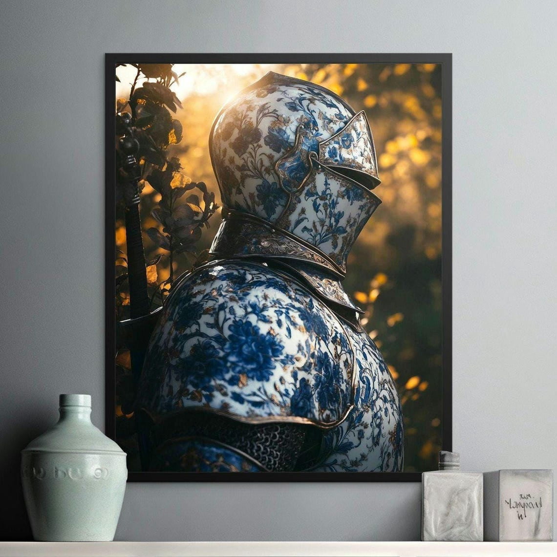 Kna Prints - 1 Pc Poster Floral Knight , Decorative Armor Art Print ...