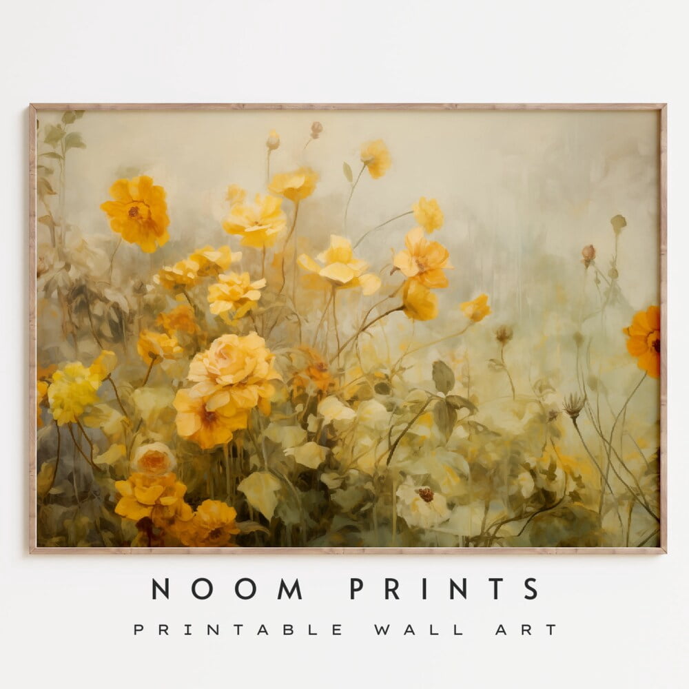 Kna Prints - 1 Pc Poster Floral Painting Vintage Yellow Flower Still ...