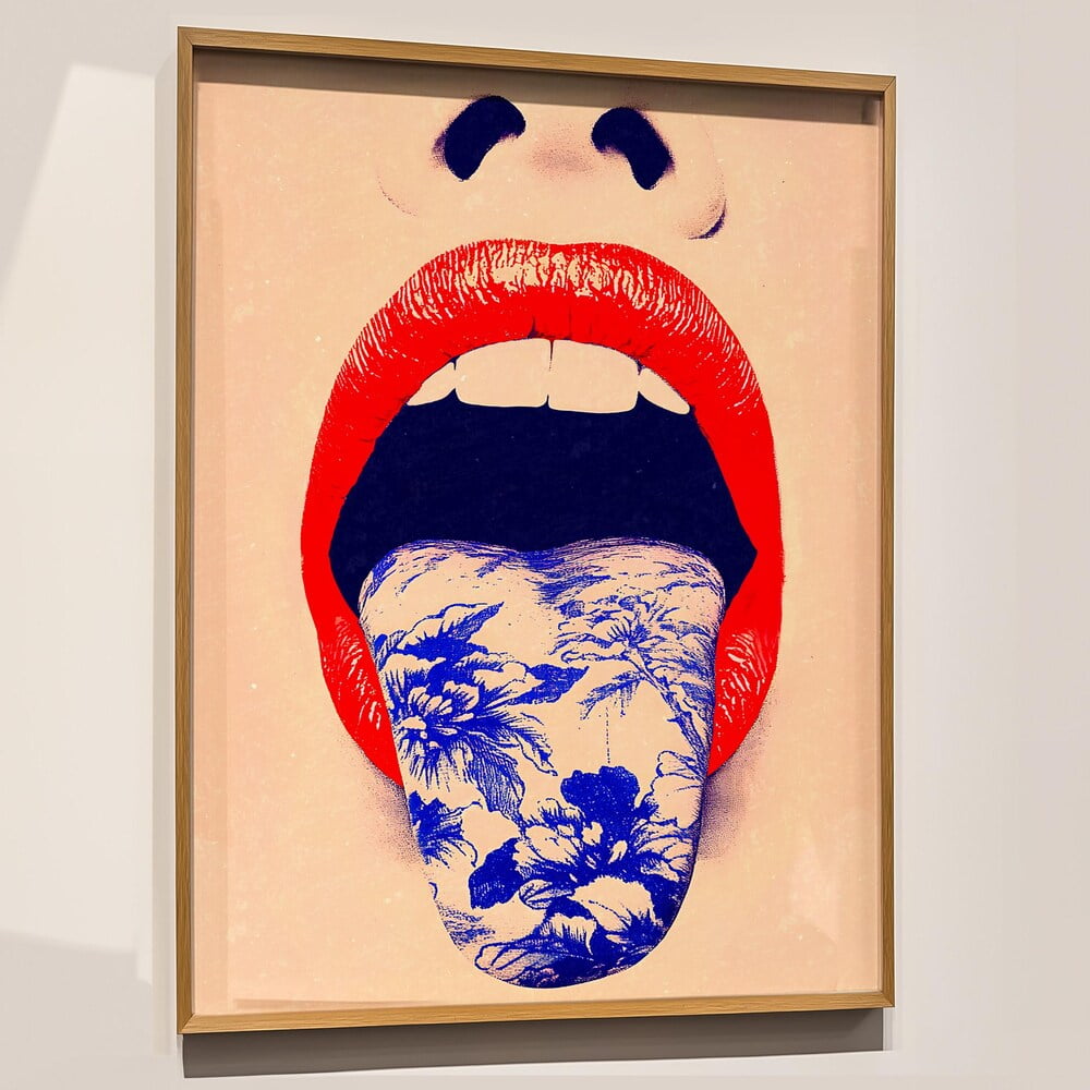 Kna Prints - 1 Pc Poster Floral Poster, Surreal Art Print, Red Lips ...