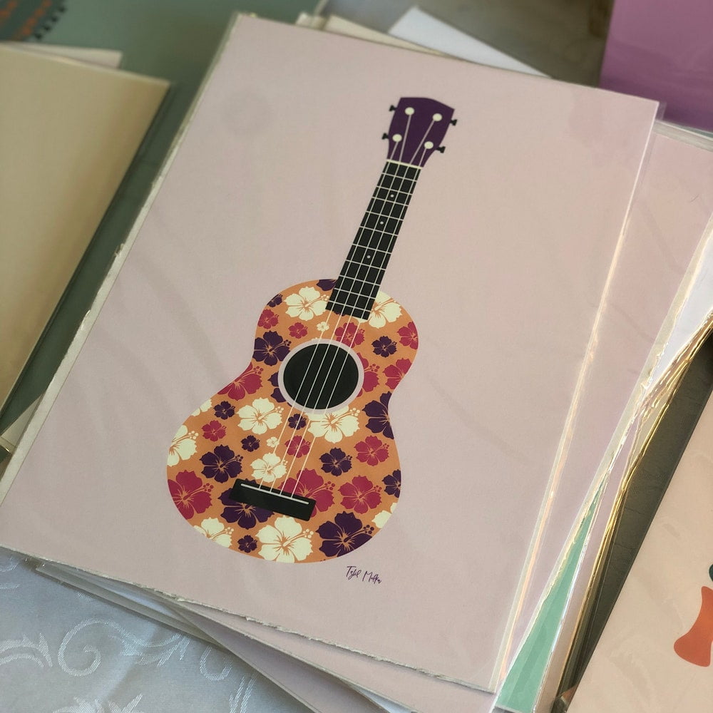 Kna Prints - 1 Pc Poster Floral Ukulele Illustration, Hawaiian Style ...