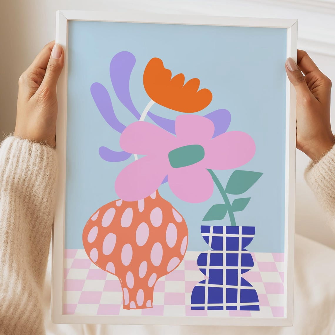 Kna Prints - 1 Pc Poster Flowers In Vase Abstract Print, Colourful Art ...