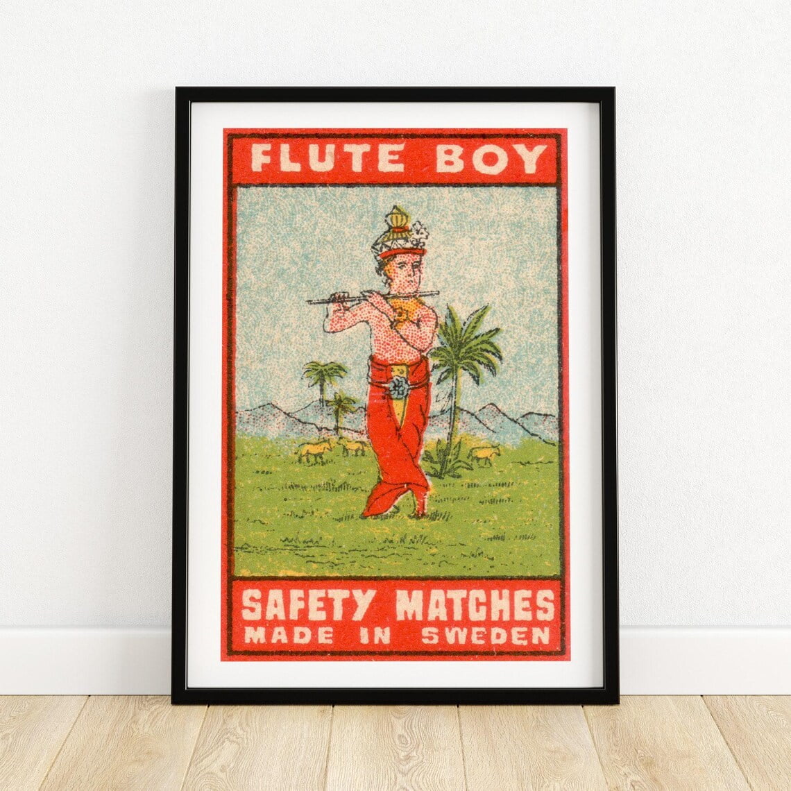 Kna Prints - 1 Pc Poster Flute Boy Art Print Swedish Matchbox Label ...