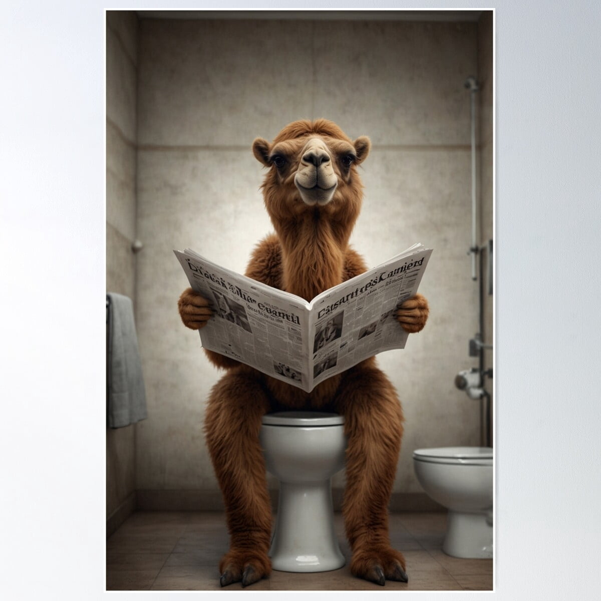 Kna Prints - 1 Pc Poster Fny Camel Reading Newspaper Bathroom Art ...