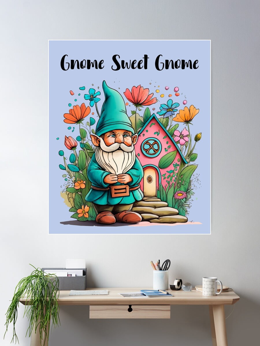 Kna Prints - 1 Pc Poster Fny Gnome Sweet Gnome Garden Gnome Flower ...