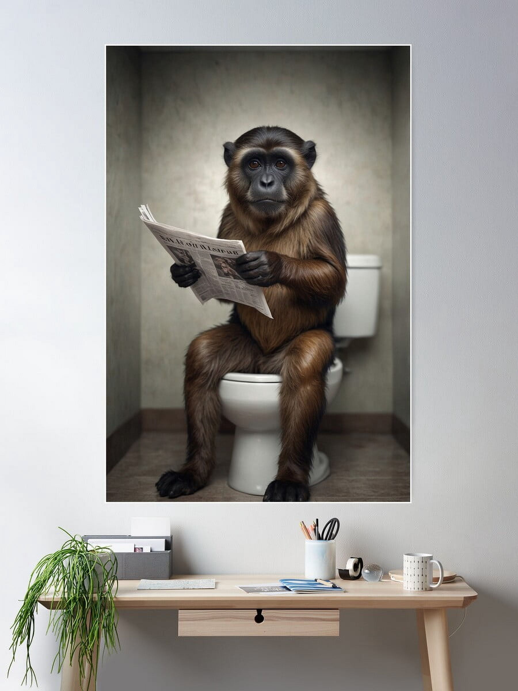 Kna Prints - 1 Pc Poster Fny Howler Monkey Reading Newspaper, UNFRAMED ...