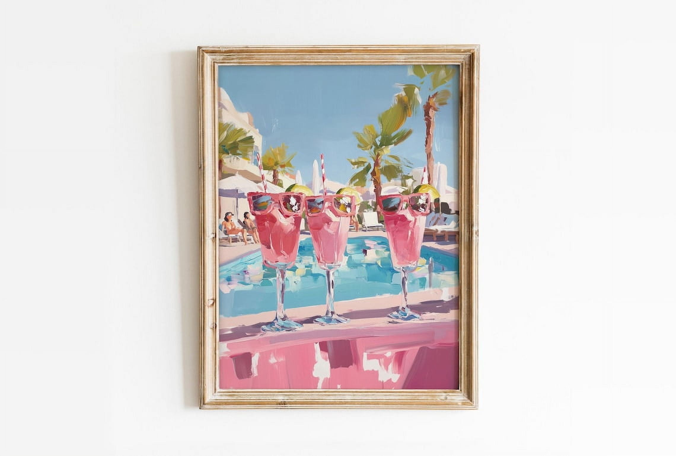 Kna Prints - 1 Pc Poster Fny Pink Cocktails Wall Art, Trendy Summer ...