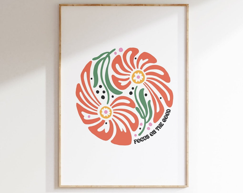 Kna Prints - 1 Pc Poster Focus On The Good Positive Flowermarket Print ...