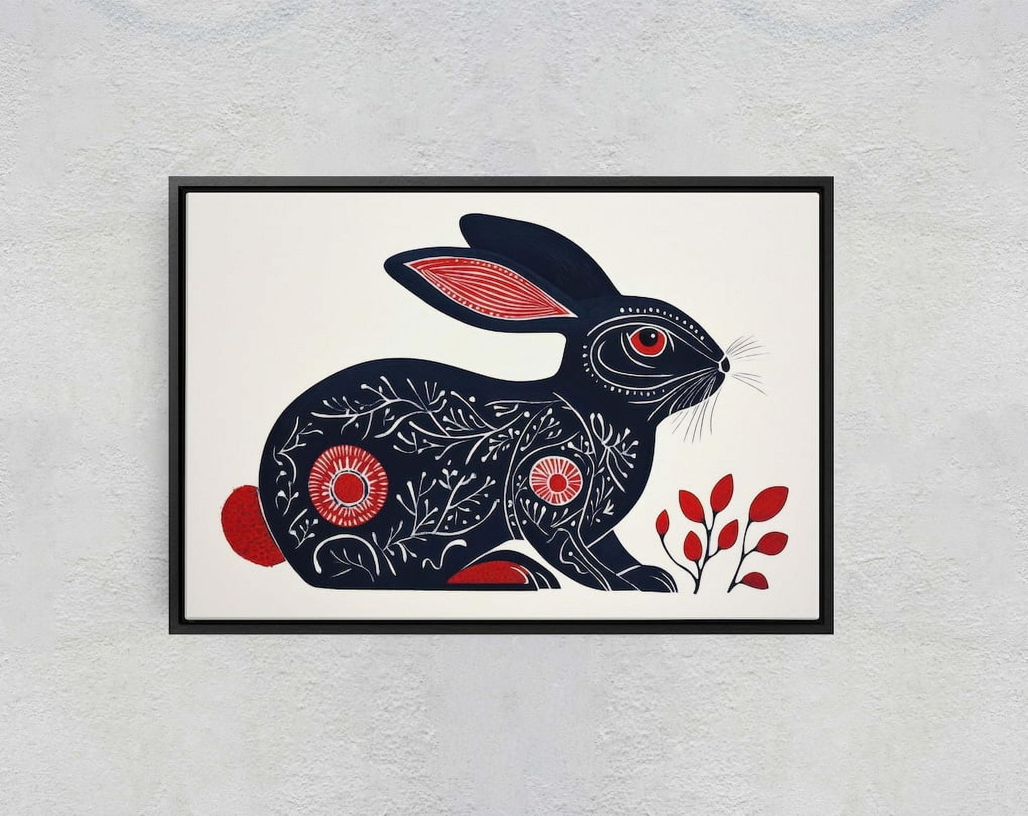 Kna Prints - 1 Pc Poster Folk Rabbit Art, Bny Art, Linocut, Cottagecore ...