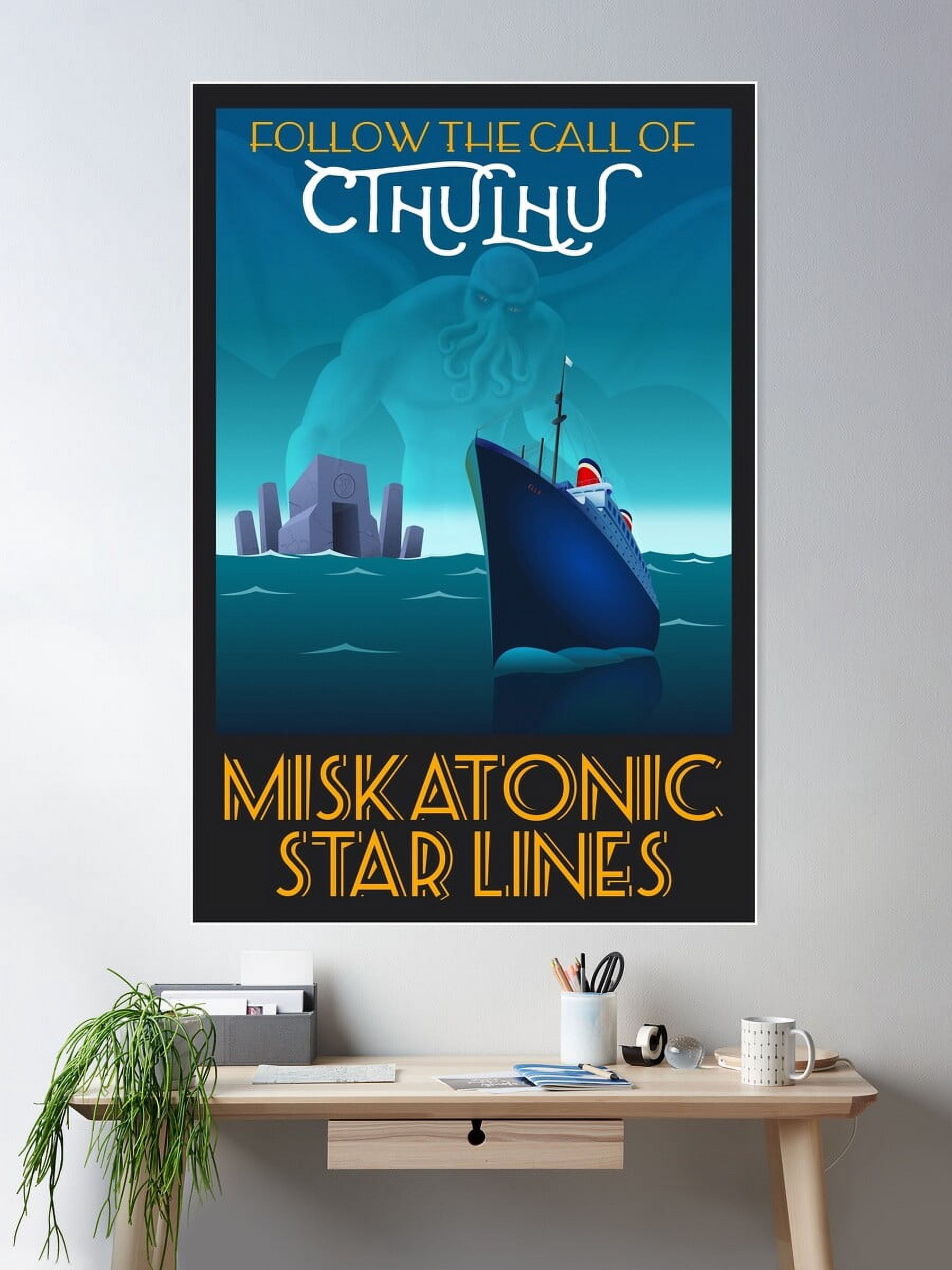 Kna Prints - 1 Pc Poster Follow The Call Of Cthulhu Black Border ...