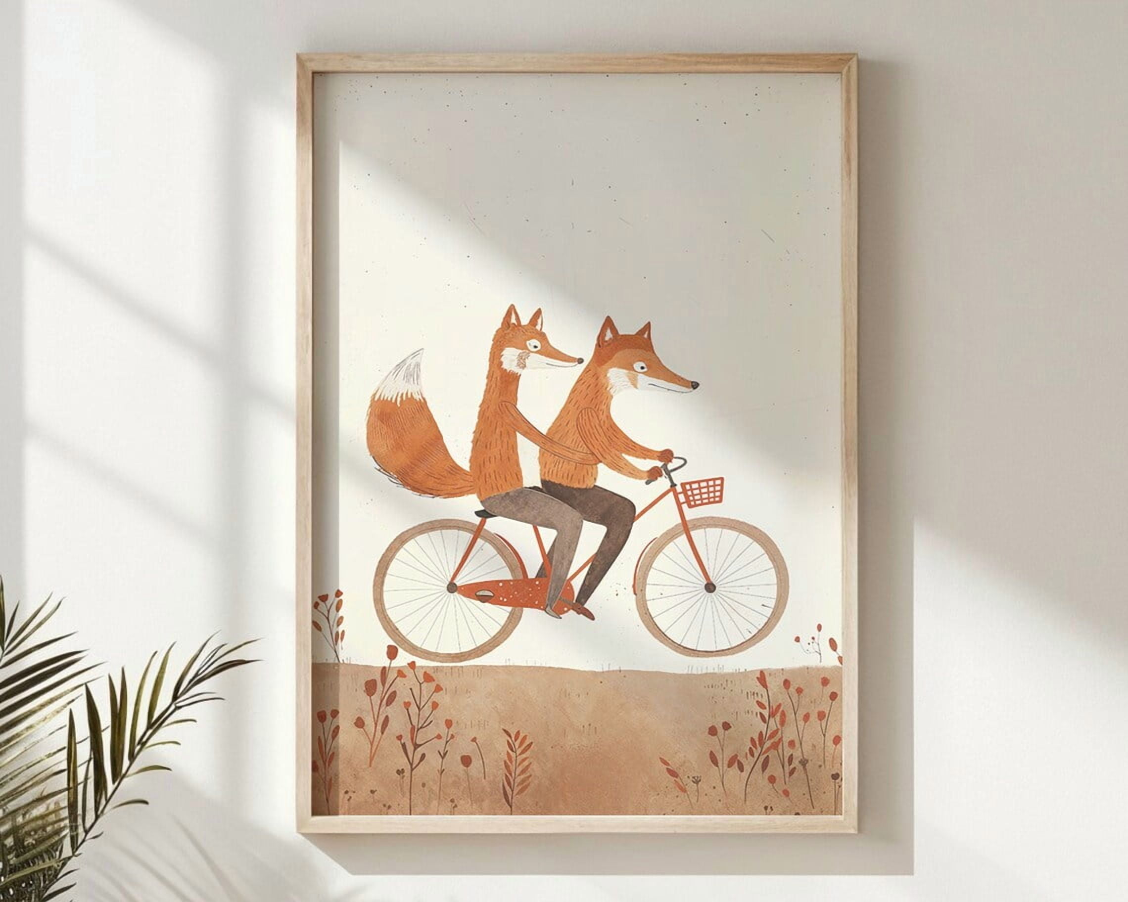 Kna Prints - 1 Pc Poster Fox Bicycle Print, Woodland Animal Nursery ...