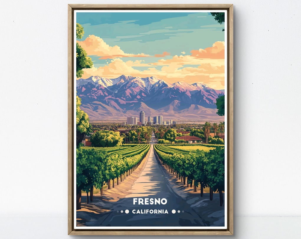 Kna Prints - 1 Pc Poster Fresno , California Valley Print, Retro ...