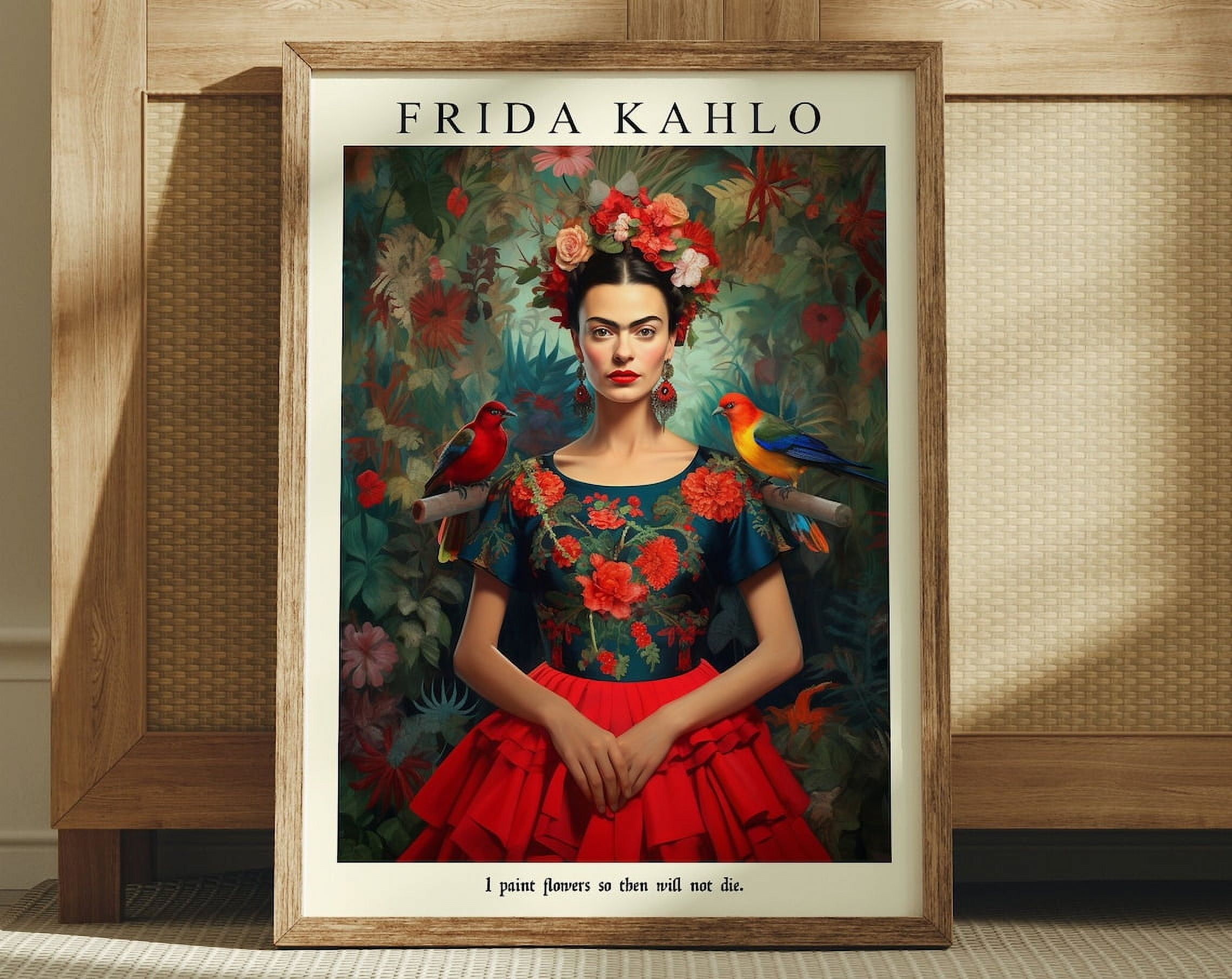 Kna Prints - 1 Pc Poster Frida Kahlo Flowers And Animals Portrait ...