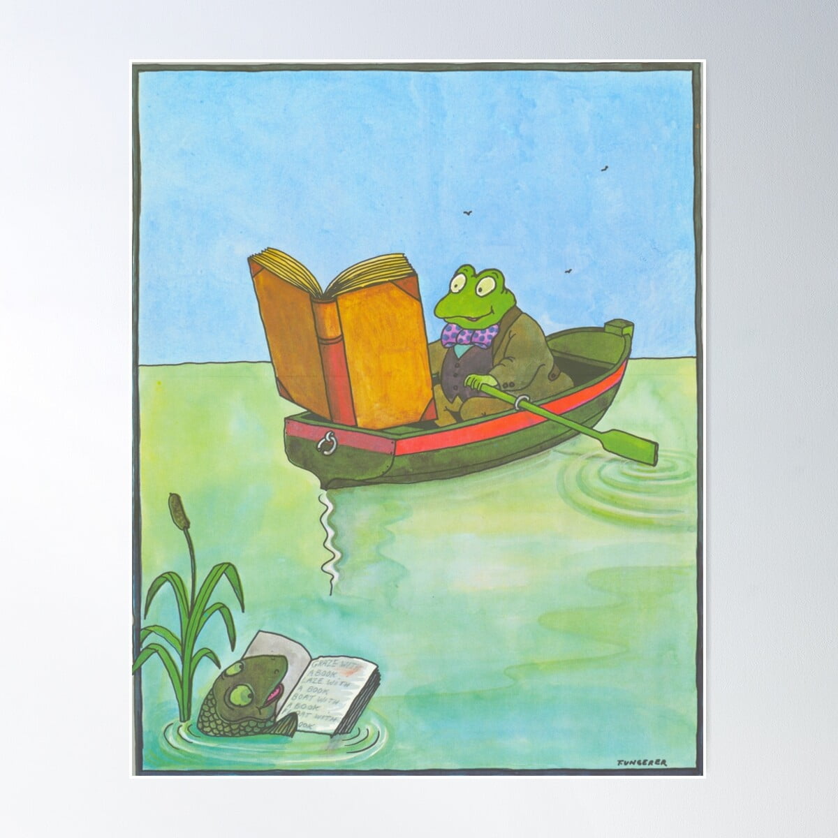 Kna Prints - 1 Pc Poster Frog Reading A Book Vintage Art, UNFRAMED ...