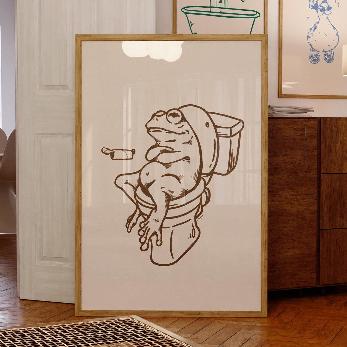 Kna Prints - 1 Pc Poster Frog On Toilet Art Print Retro Frog Vintage ...