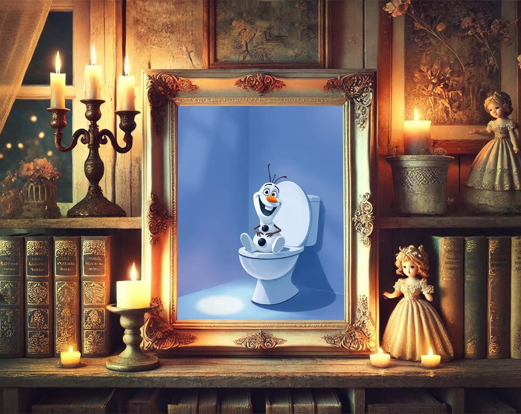 Kna Prints - 1 Pc Poster Frozen Olaf On Toilet Bathroom Art Print ...