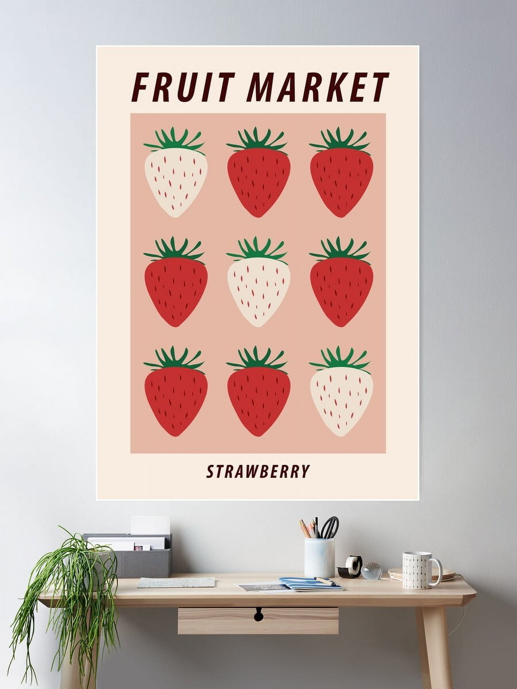 Kna Prints - 1 Pc Poster Fruit Market Print, Strawberry Print, S Aesthetic, Fruit Art, Food Art ...