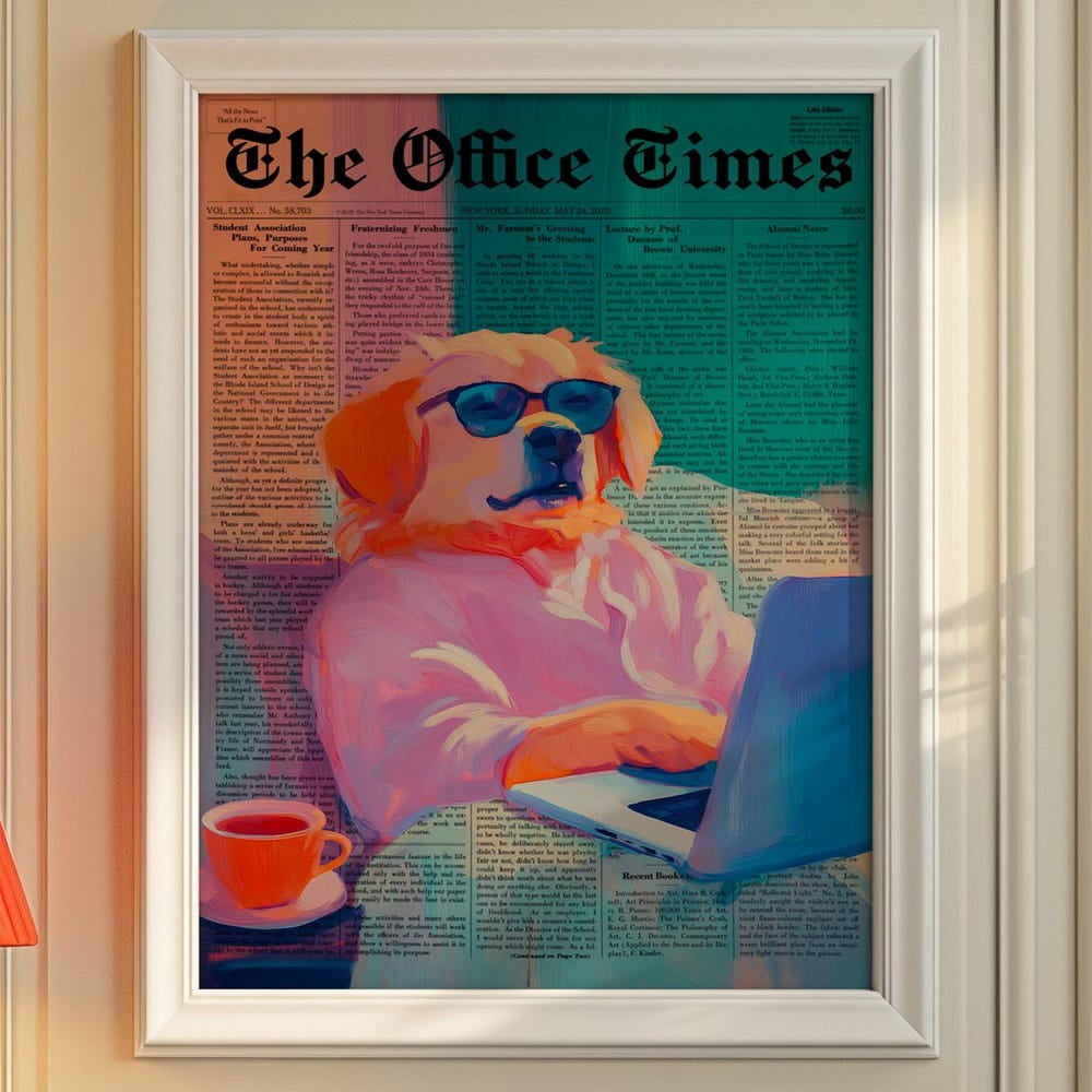 Kna Prints - 1 Pc Poster Funny Dog Office Art, Maximalist Poster, Retro ...