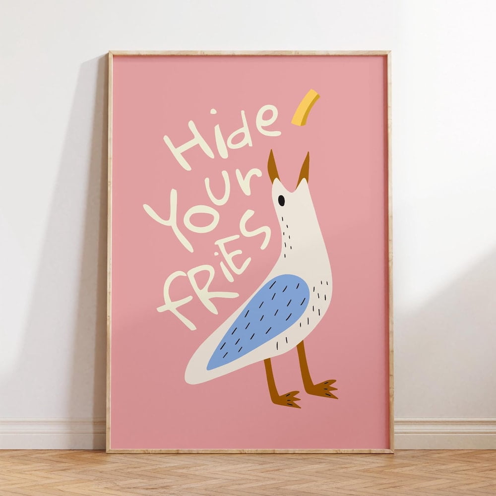 Kna Prints - 1 Pc Poster Funny Seagull Print Cute Beach Poster Ocean Wall Art Trendy Coastal ...