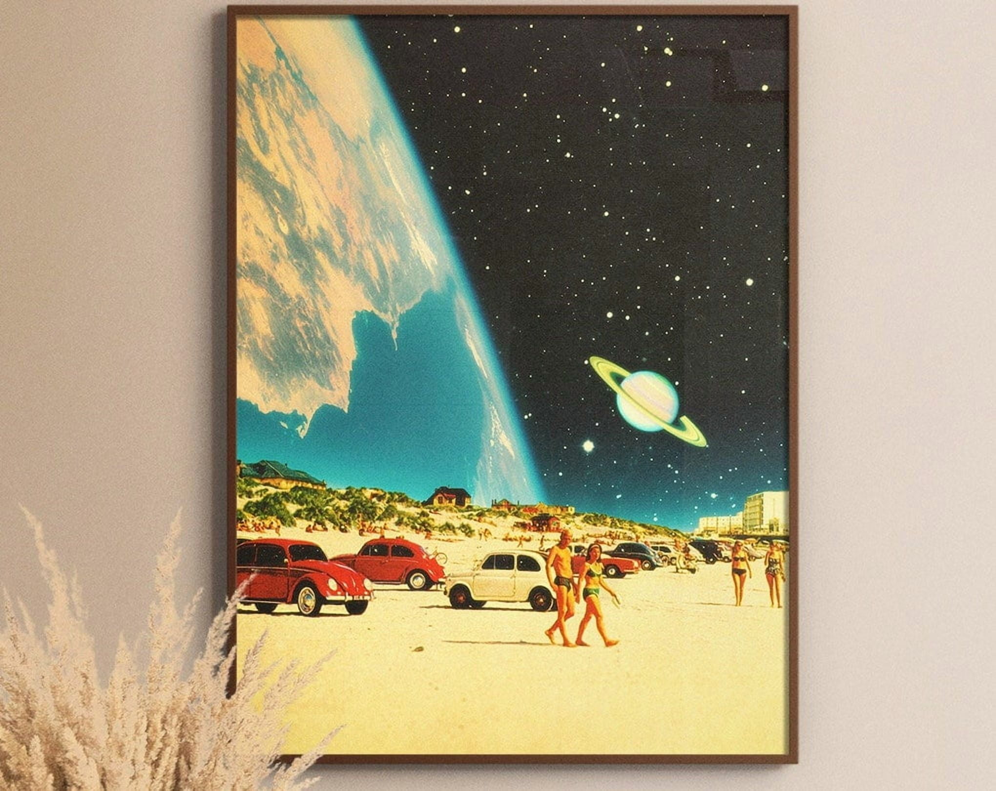 Kna Prints - 1 Pc Poster Galaxy Beach Retro Futuristic Art Space Design ...