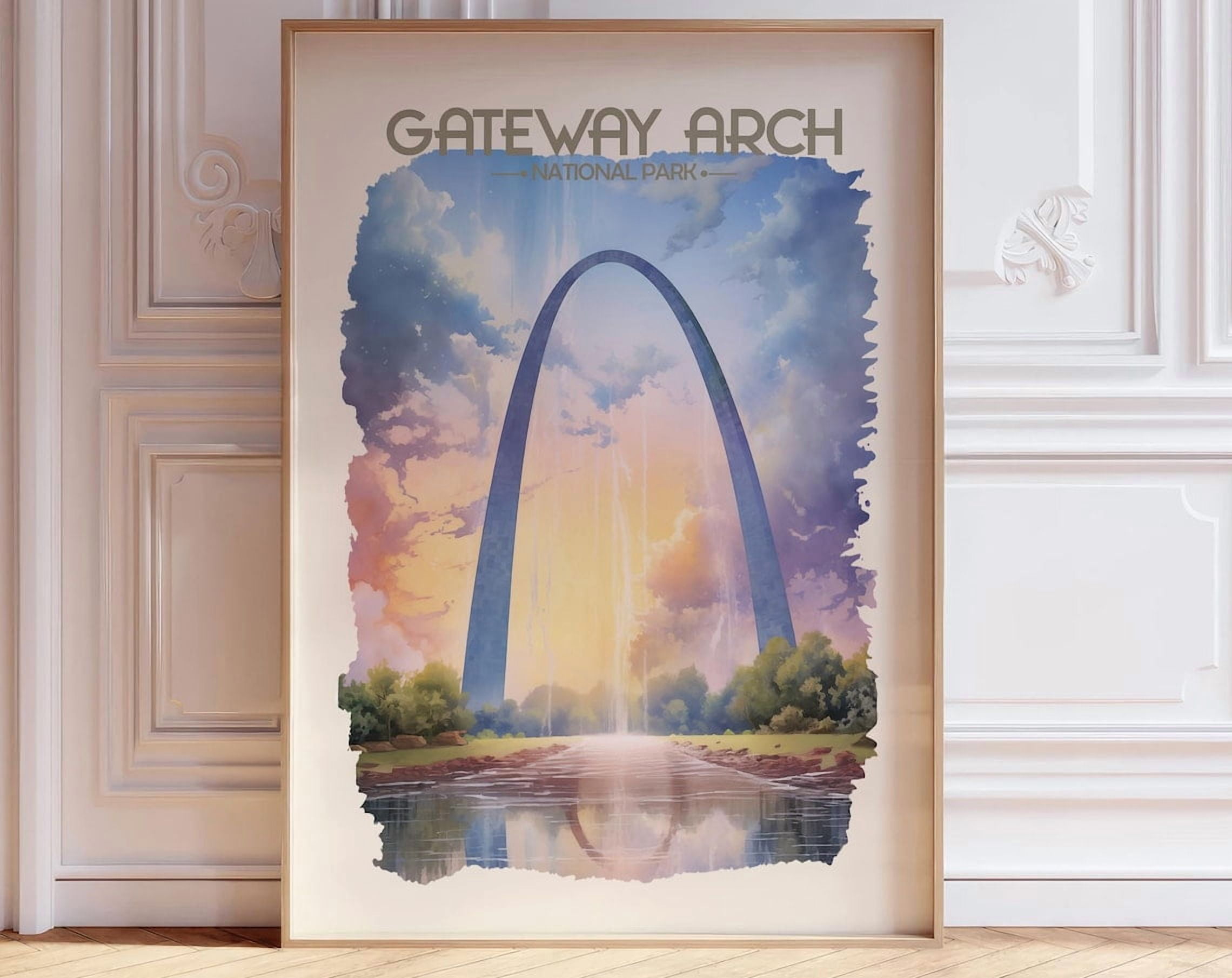 Kna Prints - 1 Pc Poster Gateway Arch National Park Watercolor Travel ...