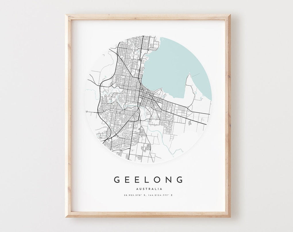 Kna Prints - 1 Pc Poster Geelong Map Print, Geelong Map City Wall Art ...
