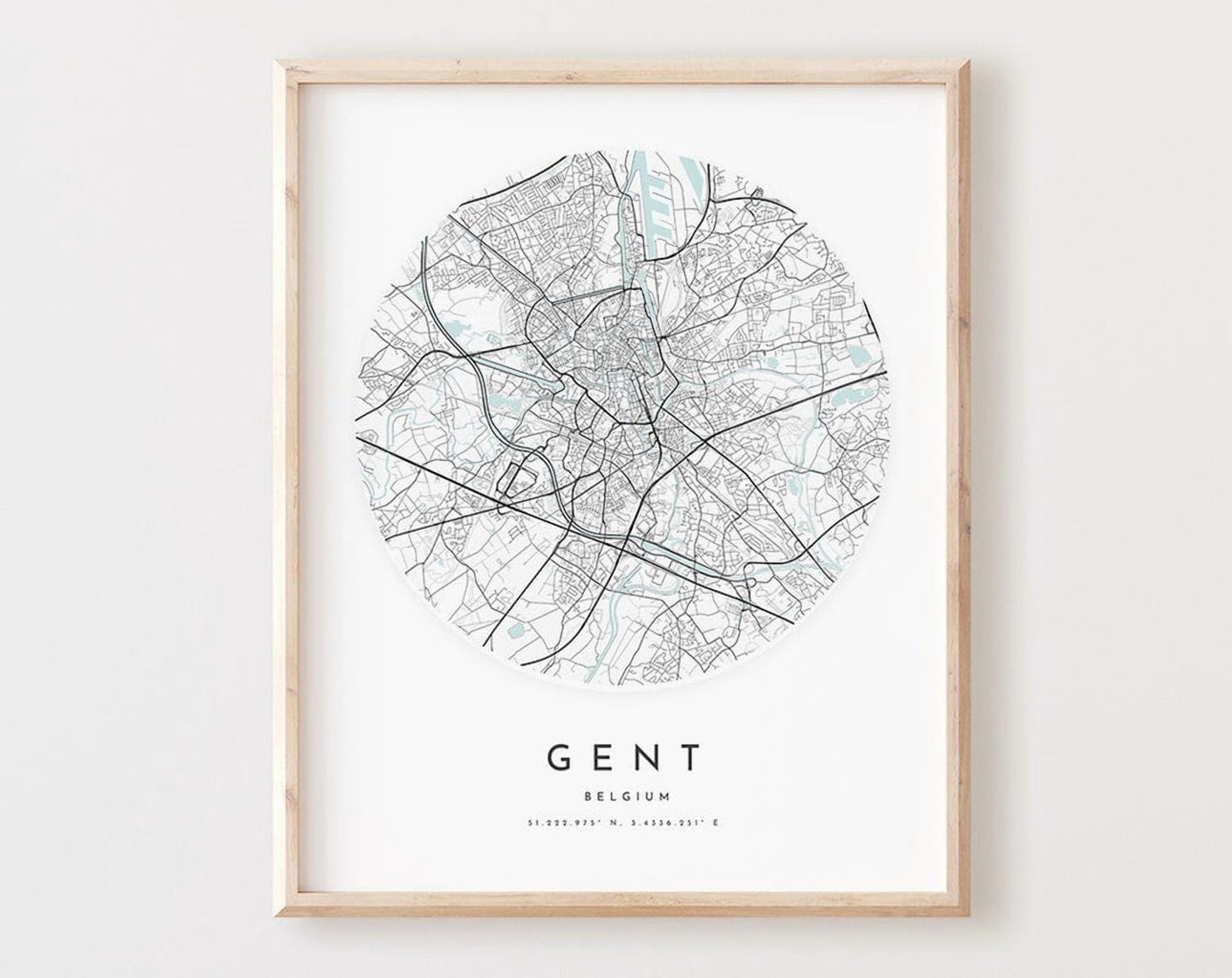 Kna Prints - 1 Pc Poster Gent Map Print, Gent Map City Wall Art, Gent ...