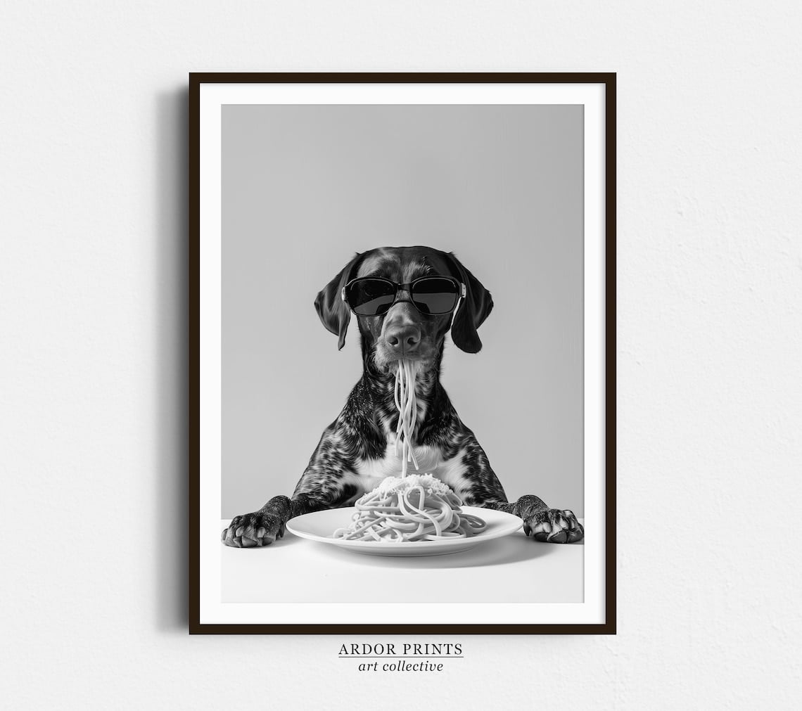 Kna Prints - 1 Pc Poster German Shorthaired Pointer Eating Pasta Wall ...