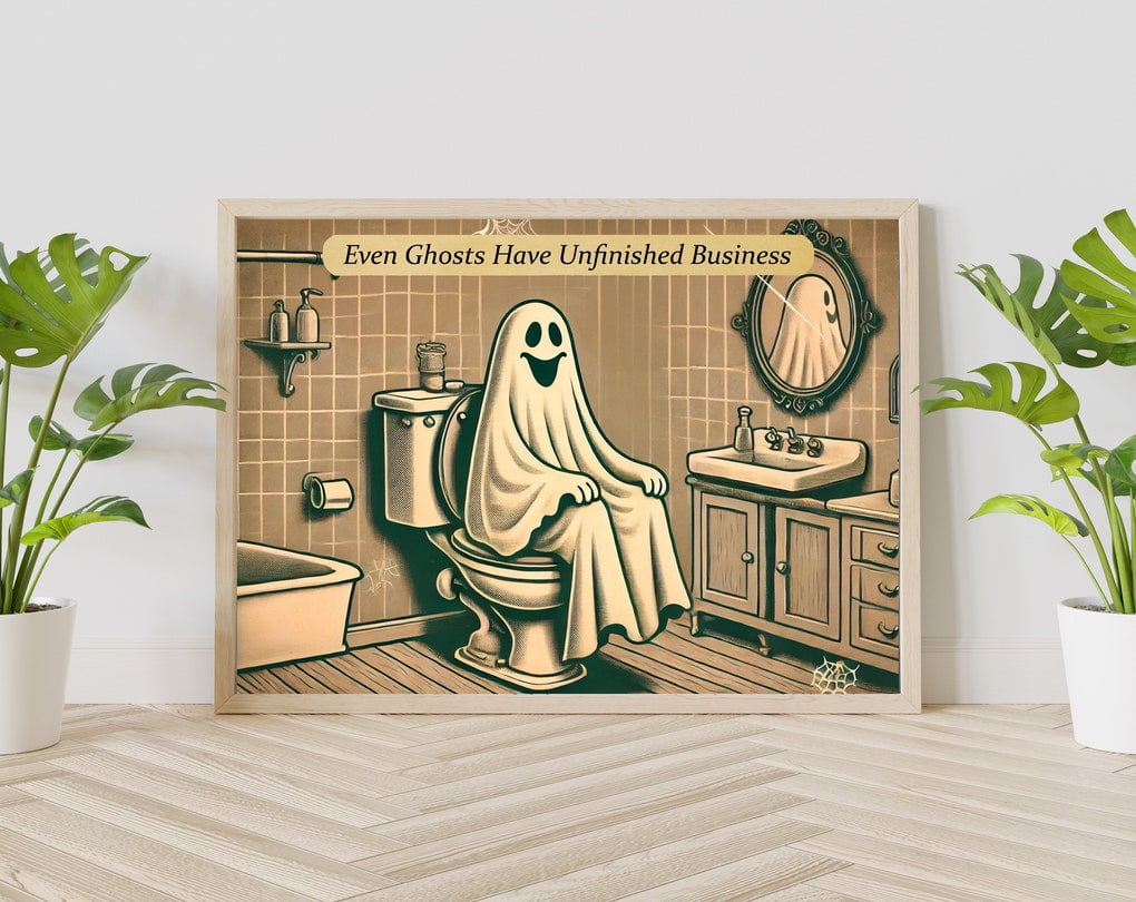 Kna Prints - 1 Pc Poster Ghost On Toilet Art Print, Even Ghosts Have ...