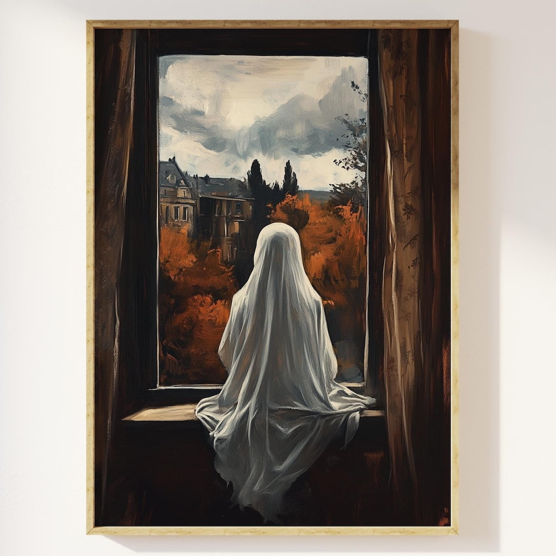 Kna Prints - 1 Pc Poster Ghost Watching Over Autumn City Art Print ...