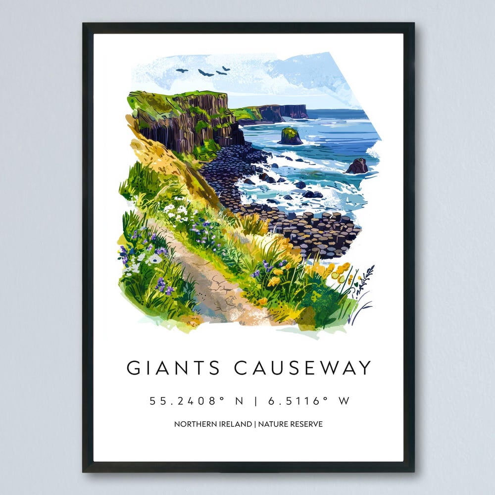 Kna Prints - 1 Pc Poster Giants Causeway Watercolor Poster Giants ...