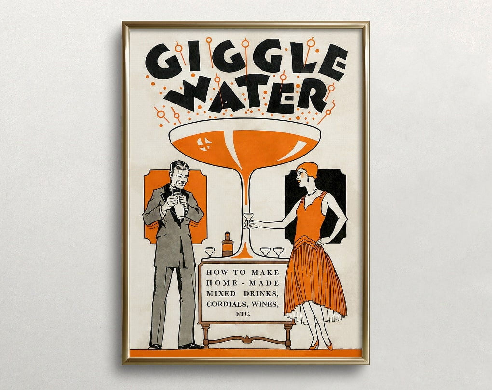 Kna Prints - 1 Pc Poster Giggle Water, Bar Cart Decor, Vintage Wall Art ...