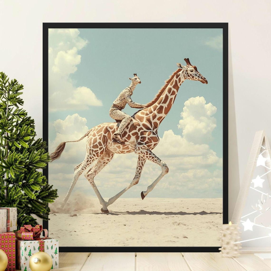 Kna Prints - 1 Pc Poster Giraffe Rider , Surreal Giraffe Art, Animal ...
