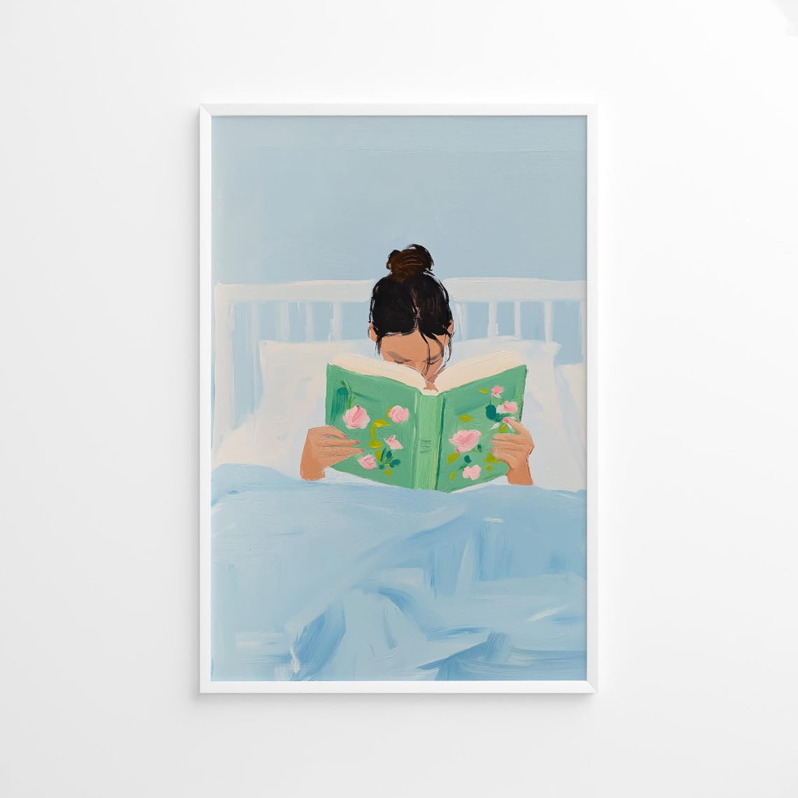 Kna Prints - 1 Pc Poster Girl Reading In Bed , Book Lover Art, Reading ...