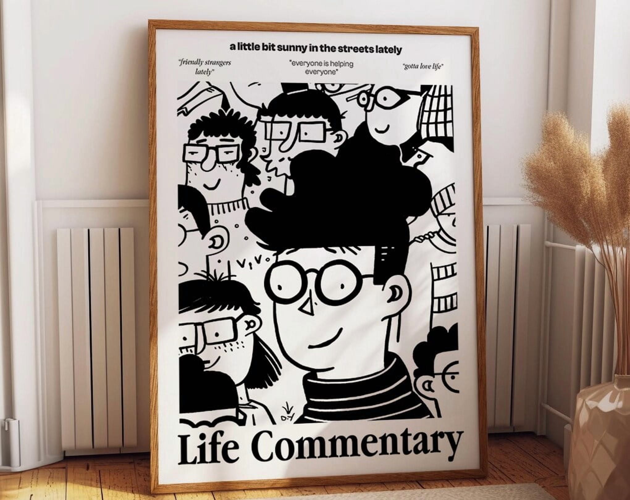 Kna Prints - 1 Pc Poster Glasses Guy With Big Hair Sketch Black And ...