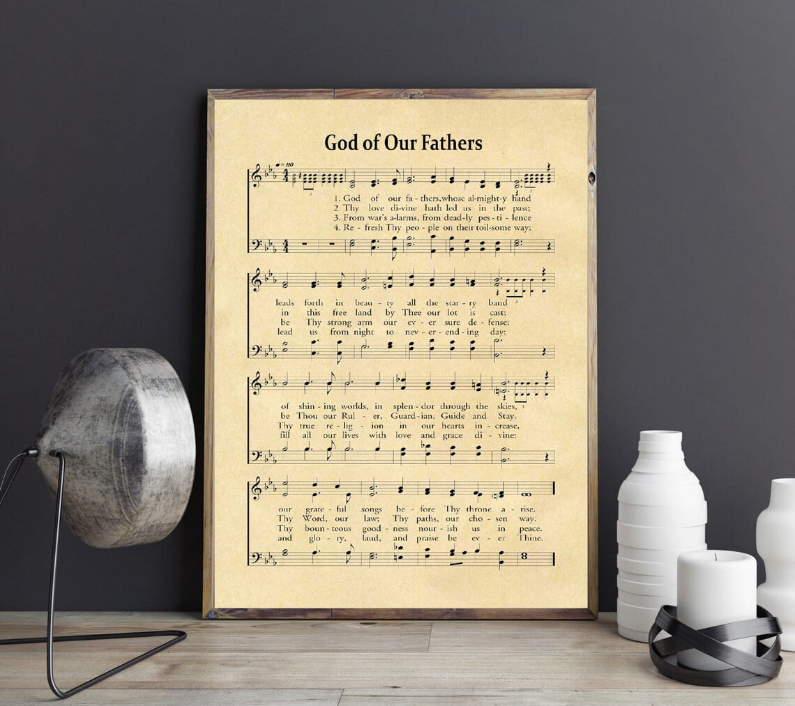 Kna Prints - 1 Pc Poster God Of Our Fathers Hymn Sheet Music Church ...