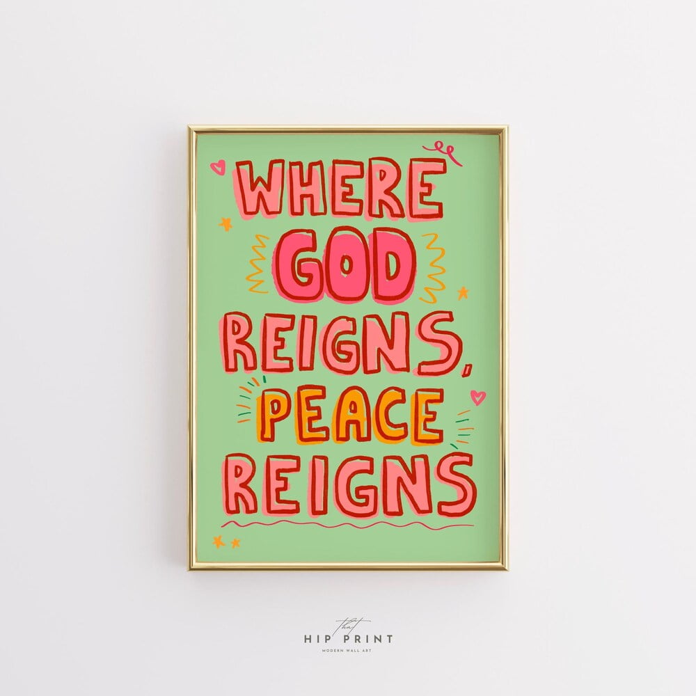 Kna Prints - 1 Pc Poster Where God Reigns Wall Art, Peace Reigns Bible ...