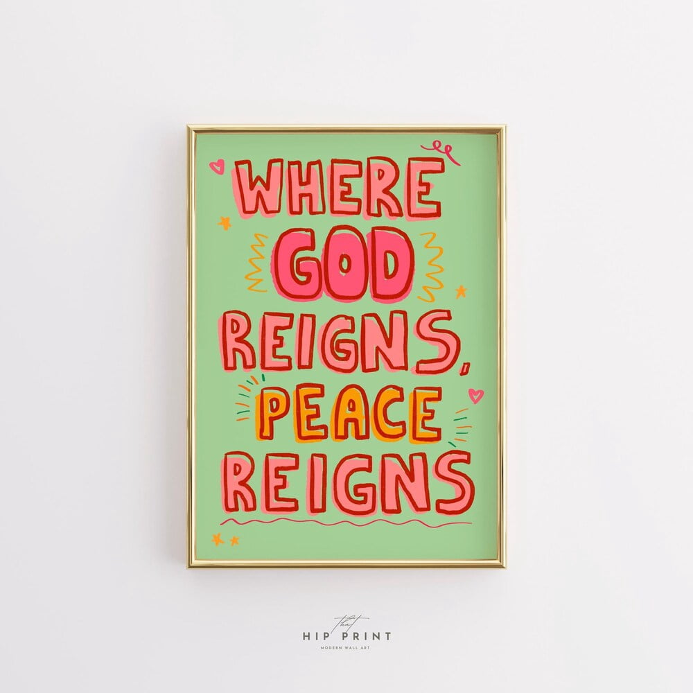 Kna Prints - 1 Pc Poster Where God Reigns Wall Art, Peace Reigns Bible ...