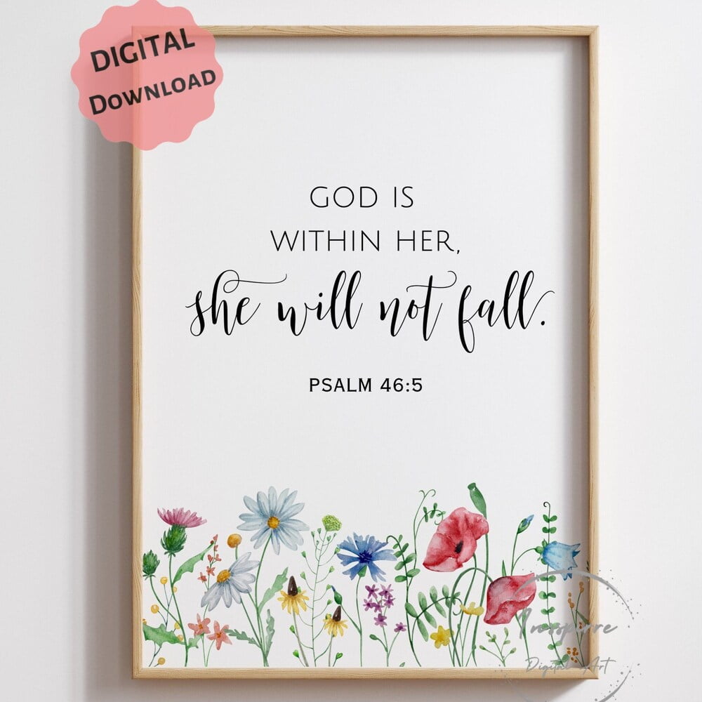 Kna Prints - 1 Pc Poster God Is Within Her Printable, Psalm 46:5, Bible ...