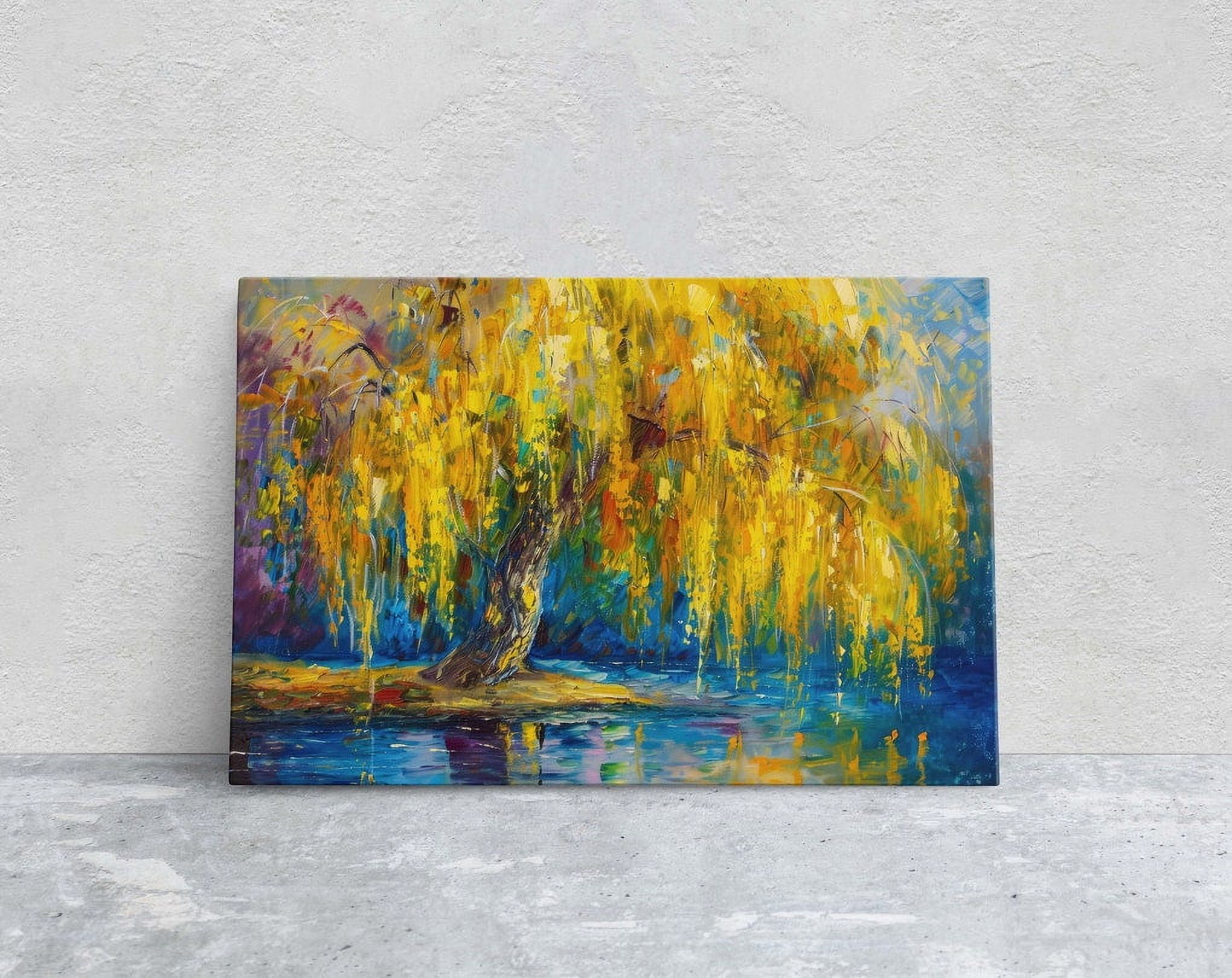 Kna Prints - 1 Pc Poster Golden Willow, Weeping Willow, Abstract Modern ...