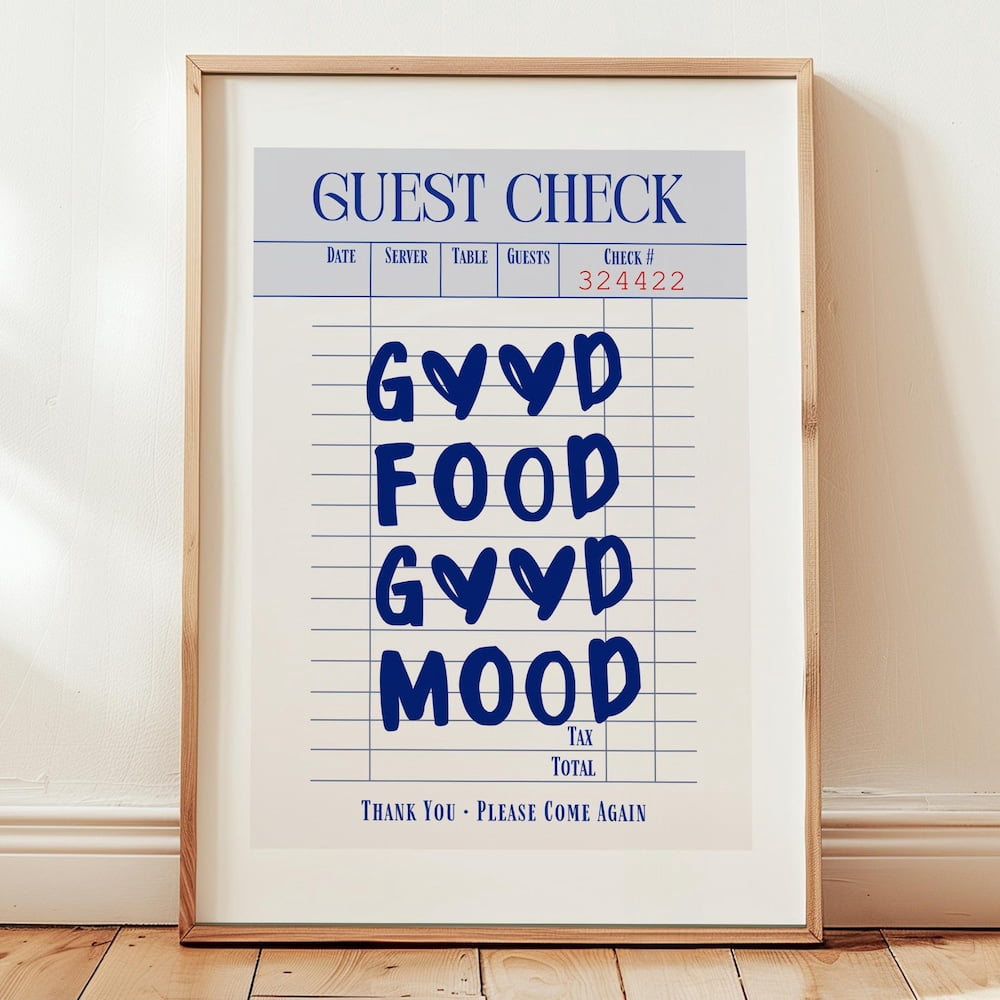 Kna Prints - 1 Pc Poster Good Food Good Mood Print | Guest Check ...