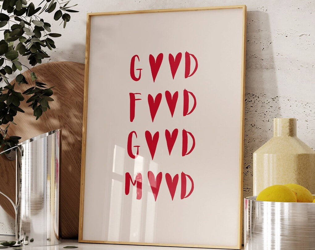 Kna Prints - 1 Pc Poster Good Food Good Mood Print, Kitchen Decor, Cute ...