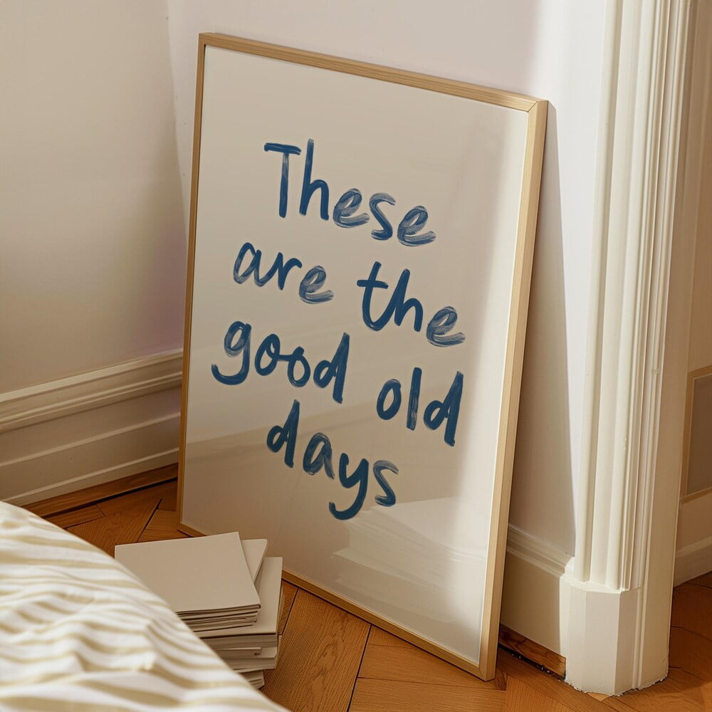 Kna Prints - 1 Pc Poster Good Old Days Navy Wall Art Print, Blue Trendy ...