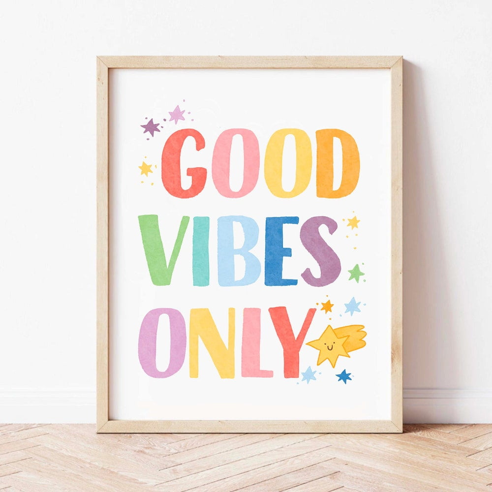 Kna Prints - 1 Pc Poster Good Vibes Only Poster Calming Corner Playroom ...