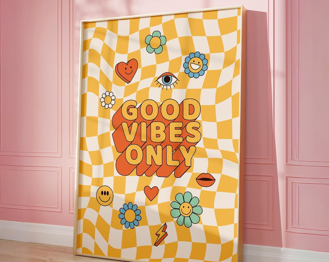 Kna Prints - 1 Pc Poster Good Vibes Only Print, Quote Print, Colorful ...