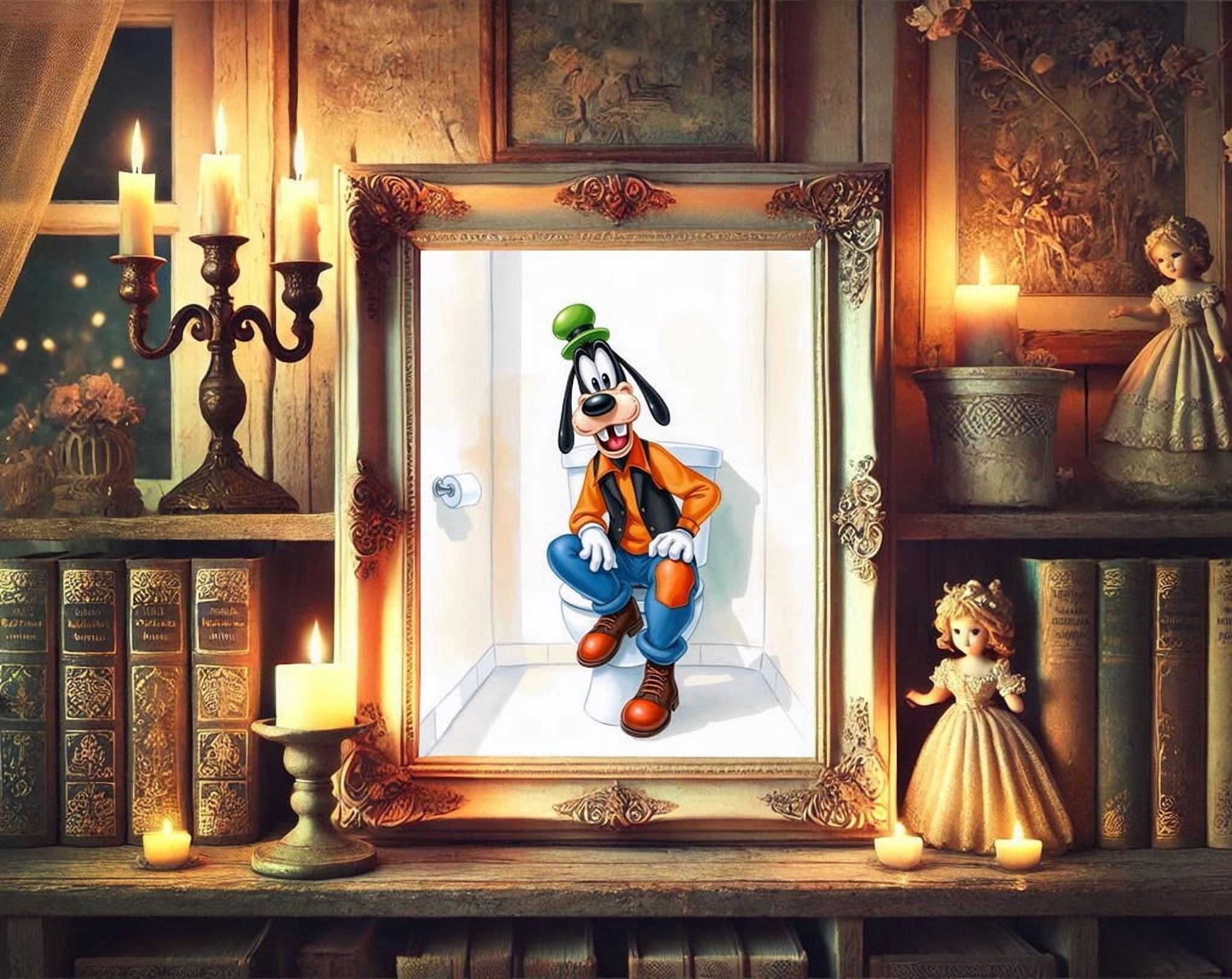Kna Prints - 1 Pc Poster Goofy On Toilet Bathroom Art Print, Goofy ...