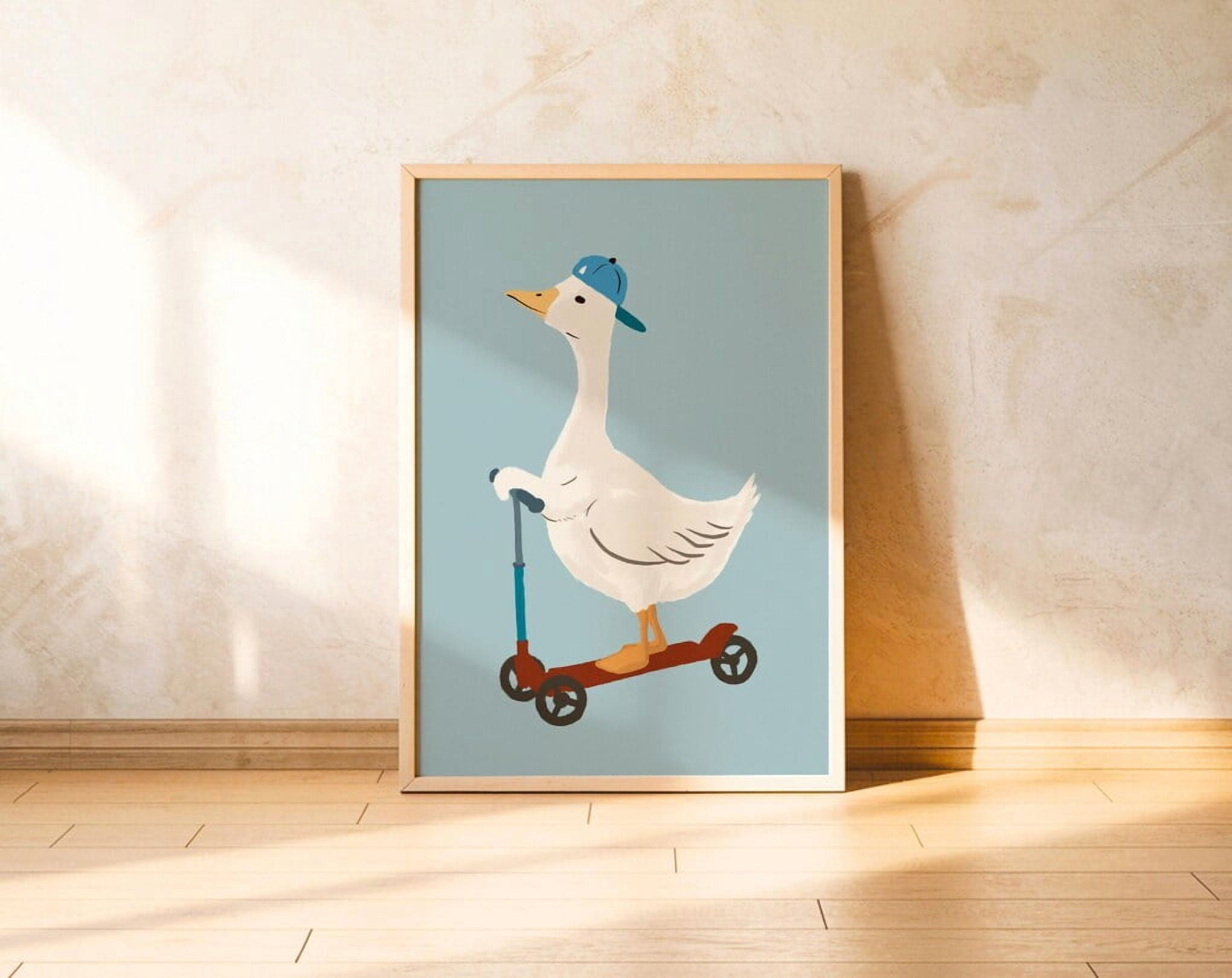 Kna Prints - 1 Pc Poster Goose On Scooter Wall Art Duck Illustration ...