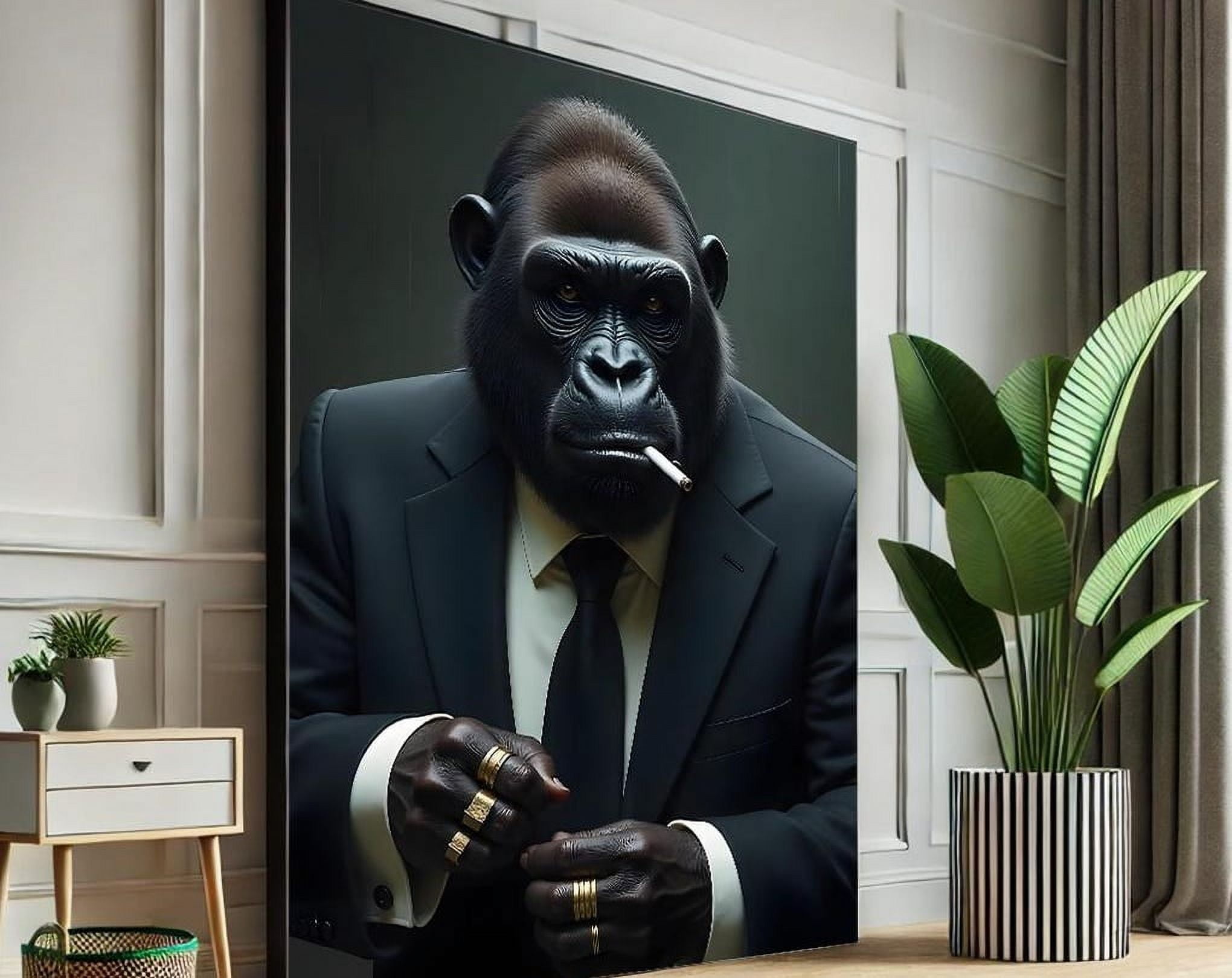 Kna Prints - 1 Pc Poster Gorilla In Suit Wall Art Print Smoking Gorilla ...