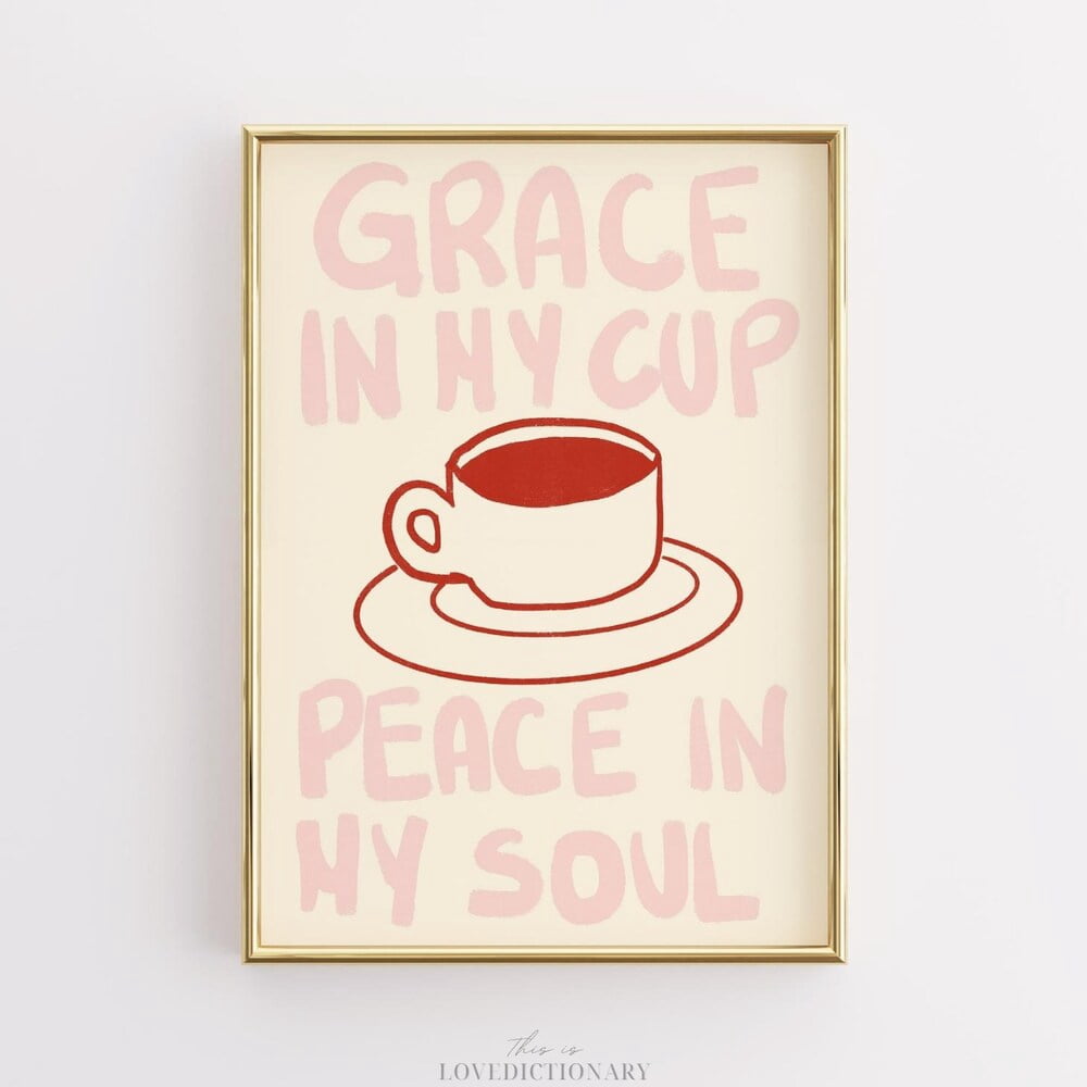Kna Prints - 1 Pc Poster Grace In My Cup Print, Christian Wall Art ...