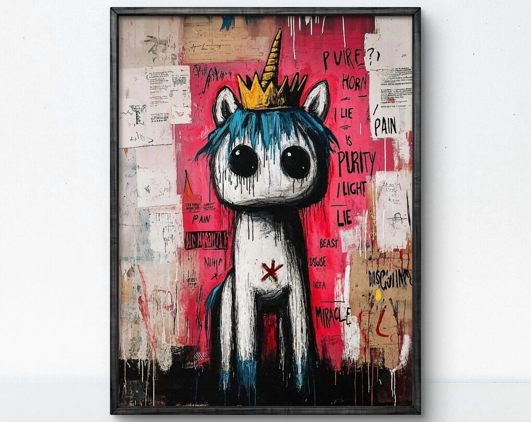 Kna Prints - 1 Pc Poster Graffiti Art Crowned Icorn Bold Urban Wall ...